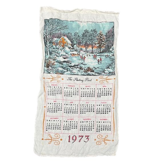 Vintage | Wall Decor | Vintage Boho 7s Cottagcore Tea Towel Calendar ...